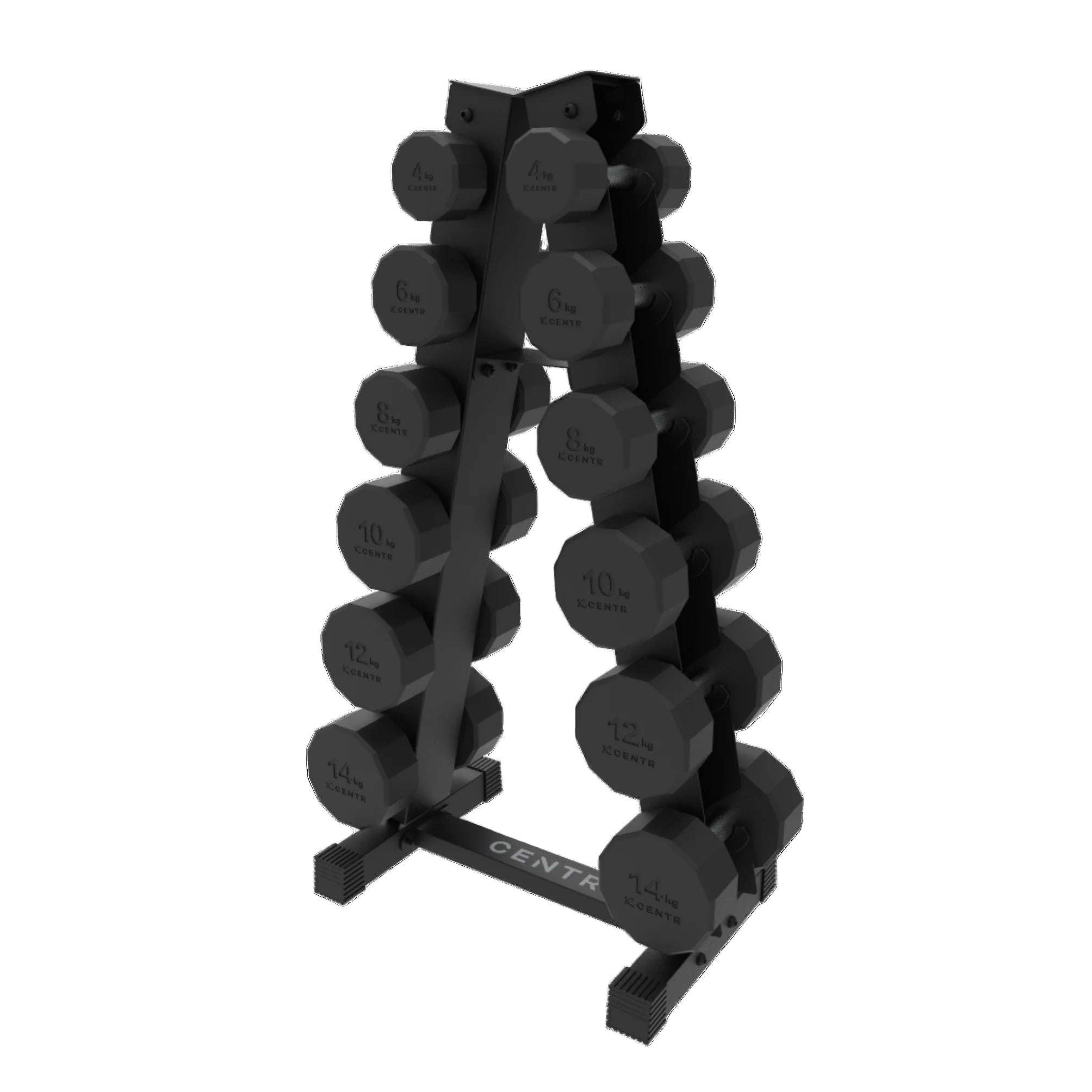 Dumbbell Tower with 12-Piece Dumbbell Set 4 - 14 kg | 92 kg with A-Fra